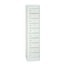 W&auml;scheschrank, abschlie&szlig;bar, mit 10 F&auml;chern, H&ouml;he 1800 mm, lichtgrau/lichtgrau