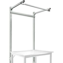 Manuflex Aufbauportal m. Ausleger, Grundtisch STANDARD Arbeitstisch/Werkbank UNIVERSAL/PROFI, 1250 mm, lichtgrau