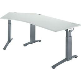 Sch&auml;fer Shop Sch&auml;fer Shop Genius Schreibtisch ERGOSTYLE S, 135&deg;, C-Fu&szlig; Gestell, Ansatz links, manuell h&ouml;henverstellbar, melaminharzbeschichtet, B 2165 x T 800 x H 675-895 mm, lichtgrau/anthrazit