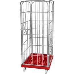 Kunststoff-Rollplatte mit 2 Seitengittern, 1 R&uuml;ckwand, 1 Vorderwand, feuerrot RAL 3000