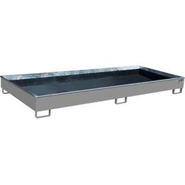 Bauer Regalwanne RW 3300-2 PE, mit PE-Einsatz, B 3262 x T 1312 x H 267 mm, bis 540 l, Stahl lackiert, mausgrau