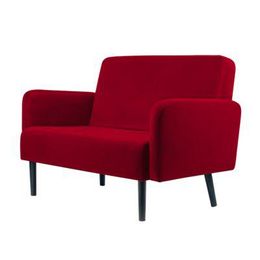 Zweisitzer Sofa meet by Paperflow LISBOA, Samtbezug rot, Fu&szlig;gestell schwarz, B 1240 x T 815 x H 830 mm