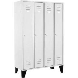 Sch&auml;fer Shop Kleiderspind, 4 Abteile, F&uuml;&szlig;e, Zylinderschloss, 84 kg, lichtgrau