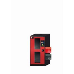 Chemikalienschrank ASECOS CS-CLASSIC-G, Fl&uuml;gelt&uuml;r mit Glasausschnitt, Anschlag links, Front Verkehrsrot, B 545 x T 520 x H 1105 mm