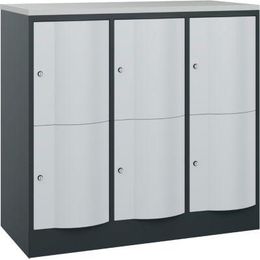 C+P Schlie&szlig;fachschrank Resisto, 3 Abteile, 6 F&auml;cher, B 1148 x T 540 x H 1077 mm, Anthrazitgrau/Lichtgrau