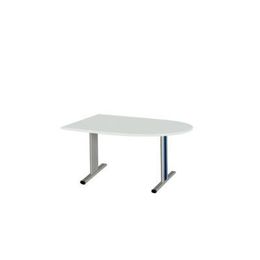 Sch&auml;fer Shop Sch&auml;fer Shop Select Besprechungstisch Planova Basic, Halbkreis, T-Fu&szlig;, B 1400 x T 1000 x H 717 mm, lichtgrau/wei&szlig;aluminium RAL 9006