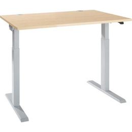 Sch&auml;fer Shop Sch&auml;fer Shop Select Schreibtisch ERGO-T 2.0, elektrisch h&ouml;henverstellbar, Rechteck, T-Fu&szlig;, B 1600 x T 800 x H 715-1205 mm, Ahorn/wei&szlig;alu