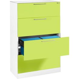 H&auml;ngeregistraturschrank ASISTO C 3000, 4 Schubladen, 2-bahnig, B 800 mm, mit Akustikblenden, wei&szlig;/viridingr&uuml;n