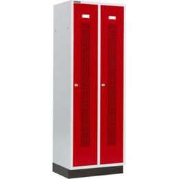 Sch&auml;fer Shop Sch&auml;fer Shop Select Kleiderspind, mit gelochten Streifen, 2 Abteile, 300 mm, mit Sockel, Zylinderschloss, T&uuml;r rubinrot