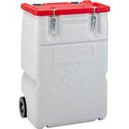 Mobil-Box CEMO, Volumen 170 l, f&uuml;r feste Gefahrstoffg&uuml;ter Verpackungsgruppe II und III, konform mit ADR/RID/IMDG Code, Klappdeckel, PE, grau/rot