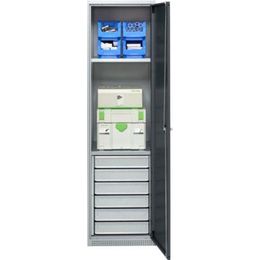 Sch&auml;fer Shop Sch&auml;fer Shop Genius Materialschrank FS, 5 OH, abschlie&szlig;bar, 2 Fachb&ouml;den/6 Sch&uuml;be, bis 250 kg, B 545 x T 520 x H 1950 mm, Stahl, wei&szlig;alu/anthrazitgrau