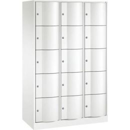C+P Schlie&szlig;fachschrank Resisto, 3 Abteile, 15 F&auml;cher, B 1148 x T 540 x H 1950 mm, Verkehrswei&szlig;