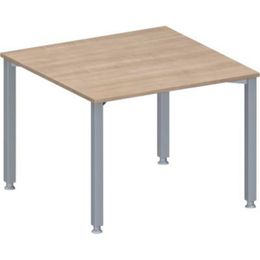 Sch&auml;fer Shop Sch&auml;fer Shop Genius Anbautisch MODENA FLEX, h&ouml;henverstellbar, Quadrat-Form, 4-Fu&szlig;-Quadratrohr, B 1000 x T 1000 mm, Eiche-Dekor