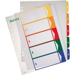 Leitz&reg; &Uuml;berbreite Kunststoffregister, Zahlen-Register, Zahlen 1-5, Nr. 1291