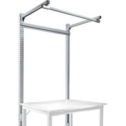 Manuflex Aufbauportal m. Ausleger, Grundtisch STANDARD Arbeitstisch/Werkbank UNIVERSAL/PROFI, 1250 mm, alusilber