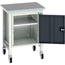 Werkbank Bott verso, Linoleum-Platte, 1 T&uuml;r & 1 Ablageboden, B 700 x T 600 x H 930 mm, Lichtgrau / Anthrazitgrau