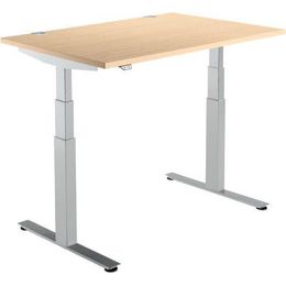 Sch&auml;fer Shop Sch&auml;fer Shop Select Schreibtisch DRIVE UP 2, elektrisch h&ouml;henverstellbar, Rechteck, T-Fu&szlig;, B 1200 x T 800 x H 630-1290 mm, Ahorn/wei&szlig;aluminium