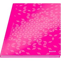 Notizbuch Leitz WOW, Format A4, 80 linierte Blatt, Hardcover-Einband, FSC&reg;-zertifiziert, pink