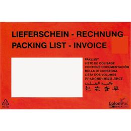 Dokumententasche/Lieferscheintasche SecurePack, C6, mit Aufdruck, Sichtfenster, selbstklebend, wasserfest, PCR & FSC&reg;-Kraftpapier, rot, 250 St&uuml;ck