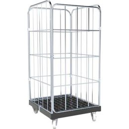 Sch&auml;fer Shop Sch&auml;fer Shop Select Rollbox BASICline, 4-seitig, mit 1-teiliger Vorderwandt&uuml;r, bis 500 kg, Lenk- & Bockrollen, L 724 x B 845 x H 1530 mm, Stahl & Recycling-HDPE