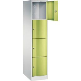 C+P Schlie&szlig;fachschrank Resisto, 1 Abteil, 4 F&auml;cher, B 396 x T 640 x H 1950 mm, Lichtgrau/Clowngr&uuml;n