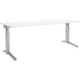 Sch&auml;fer Shop Sch&auml;fer Shop Genius Schreibtisch ERGOSTYLE S, manuell h&ouml;henverstellbar, Rechteck, C-Fu&szlig;, B 2000 x T 800 x H 675-895 mm, wei&szlig;/wei&szlig;aluminium