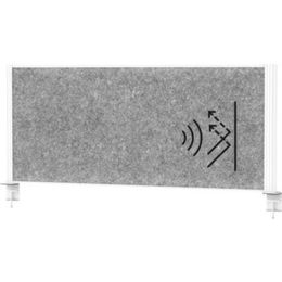 Maul Tisch-Trennwand Maulconnecto, Akustikvlies 4000 g/m&sup2;, Aluminiumprofil, B 1200 x H 500 mm, Akustik dunkelgrau, wei&szlig;