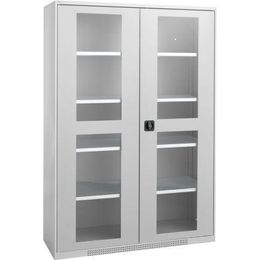 Sch&auml;fer Shop Sch&auml;fer Shop Genius Fl&uuml;gelt&uuml;renschrank FS, Stahl, Sichtfenster, L&uuml;ftungsl&ouml;cher, B 1343 x T 620 x H 1950 mm, 5 OH, Wei&szlig;alu/Wei&szlig;alu, bis 750 kg