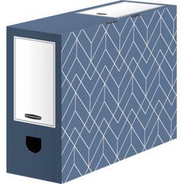Archivschachtel BANKERS BOX&reg; D&eacute;cor, FSC&reg;-zertifizierter Karton ,B 100 x T 345 x H 253 mm, f&uuml;r DIN A4 Formate, schieferblau, 5 St&uuml;ck