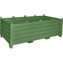 Bauer Sammelbeh&auml;lter-System SBS 2000, L 1200 x B 2400 x H 850 mm, bis zu 3-fach stapelbar, lackiert, mit Transportwagen, resedagr&uuml;n RAL 6011