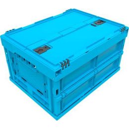 EURO-Ma&szlig; Faltbox 4322 DL, mit Deckel, f&uuml;r Lager- und Mehrwegtransport, Inhalt 19 L, blau