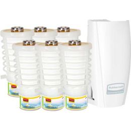 Duftspender Rubbermaid TCell 1.0, inkl. 6x Nachf&uuml;llflasche, Duftrichtung Relaxing Spa, f&uuml;r bis zu 90 Tage, B 73 x T 74 x H 150 mm, wei&szlig;