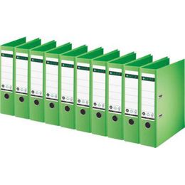 Leitz&reg; Ordner 1007/1008, DIN A4, R&uuml;ckenbreite 80 mm, 10 St&uuml;ck, gr&uuml;n