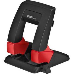 Locher Rapid SP30 Press Less SB, 2-fach Lochung 80 mm, f&uuml;r 30 Blatt, ergonomisch, schwarz-rot