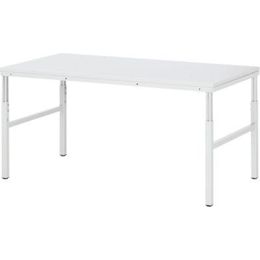 Rau ESD-Basistisch Serie E, manuell h&ouml;henverstellbar, 28 mm Spanplatte mit Melaminbelag, bis 450 kg, B 1800 x T 900 x H 650-1000 mm, lichtgRau