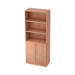 Kombischrank JENA, 5 OH, B 800 x T 420 x H 2004 mm, 2 OH Holzt&uuml;ren, Nussbaum-Dekor