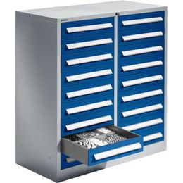 Sch&auml;fer Shop Sch&auml;fer Shop Select Schubladenschrank SF 180, 18 Sch&uuml;be, wei&szlig;aluminium RAL 9006 einzianblau RAL 5010