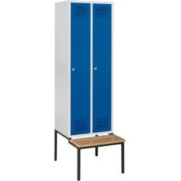 Sch&auml;fer Shop Sch&auml;fer Shop Genius Kleiderspind mit Sitzbank, 2 Abteile, Zylinderschloss, lichtgrau/enzianblau