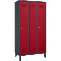Sch&auml;fer Shop Sch&auml;fer Shop Genius Kleiderspind mit F&uuml;&szlig;en, 3 Abteile, Zylinderschloss, anthrazit/rubinrot