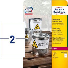 Avery Zweckform Folien-Etiketten, wetterfest, f&uuml;r Innen- und Au&szlig;enbereich, 210 x 148 mm