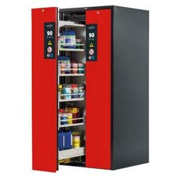 Sicherheitsschrank Typ 90 ASECOS V-MOVE-90, 2 Vertikalausz&uuml;ge, Anthrazitgrau/Verkehrsrot