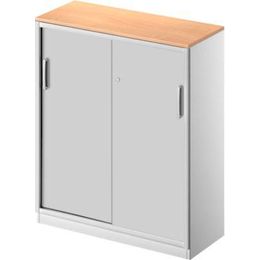 Sch&auml;fer Shop Sch&auml;fer Shop Genius Schiebet&uuml;renschrank TETRIS SOLID, 3 OH, 2 Fachb&ouml;den, B 1000 mm, 19 mm Abdeckplatte, Buche-Dekor/wei&szlig;alu