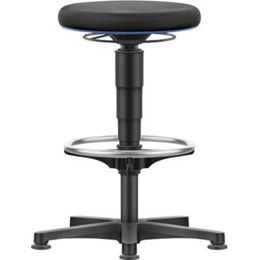 Allround Hocker bimos, sitzh&ouml;henverstellbar 560-810 mm, mit Gleiter & Fu&szlig;ring, Stoffbezug, atmungsaktiv, Farbring blau