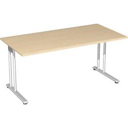 Schreibtisch PALENQUE, C-Fu&szlig;, Rechteck, B 1600 x T 800 x H 680-820 mm, Ahorn