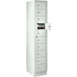 Verteilerschrank, mit Zentralt&uuml;r, Abteilbreite innen 350 mm, Breite 350 mm, 10 F&auml;cher, lichtgrau