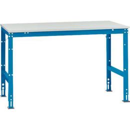 Manuflex Arbeitstisch UNIVERSAL Standard, 1500 x 1000 mm, Melamin lichtgrau, lichtblau
