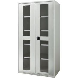 Sch&auml;fer Shop Sch&auml;fer Shop Genius Fl&uuml;gelt&uuml;renschrank FS, Stahl, Sichtfenster, L&uuml;ftungsl&ouml;cher, B 1055 x T 620 x H 1950 mm, 5 OH, Lichtgrau/Lichtgrau, bis 500 kg