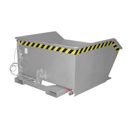 Bauer Kippbeh&auml;lter GU-E 750, mit Siebblech & Ablasshahn, &ouml;l-/wasserdicht, staplertauglich, B 1280 x T 1440 x H 680 mm, mausgrau RAL 7005