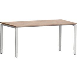 Sch&auml;fer Shop Sch&auml;fer Shop Genius Schreibtisch Modena Flex, Rechteck, 4-Fu&szlig; Rechteckrohr, B 1600 x T 800 x H 650-850 mm, Eiche-Dekor/wei&szlig;aluminium