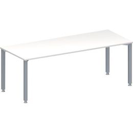 Sch&auml;fer Shop Sch&auml;fer Shop Genius Konferenztisch MODENA FLEX, Rechteck, 4-Fu&szlig; Quadratrohr, B 2000 x T 800 x H 720-840 mm, wei&szlig;/wei&szlig;aluminium RAL 9006